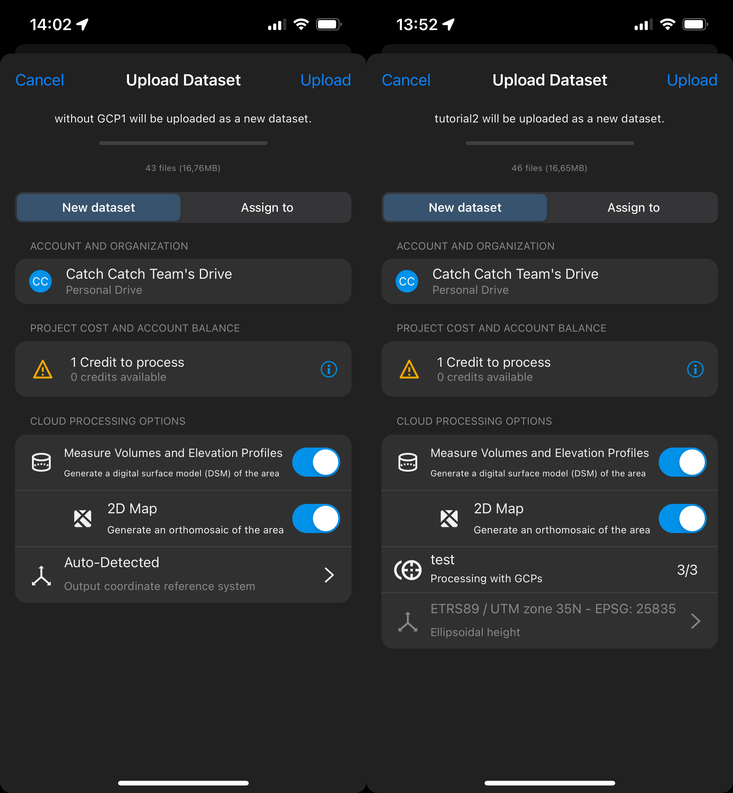 PIX4Dcatch to PIX4Dcloud / PIX4Dcloud Advanced processing options